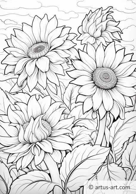 Field of Sunflowers Coloring Page » Free Download » Artus Art