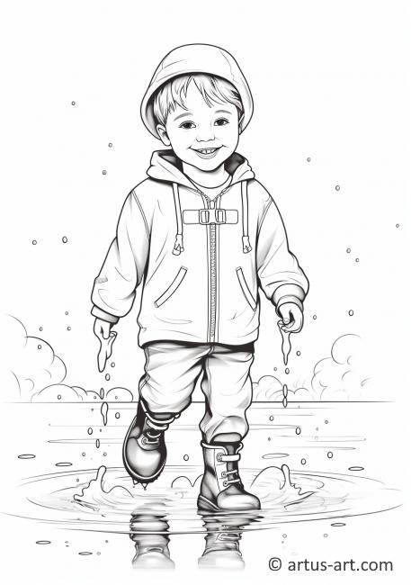 Ausmalbild: Pfützenspringen » Gratis Ausdrucken & Ausmalen » Artus Art