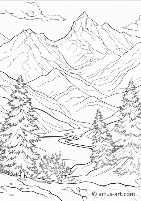 Mountain in Winter Coloring Page » Free Download » Artus Art