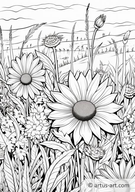 Fields of Flowers Coloring Page » Free Download » Artus Art