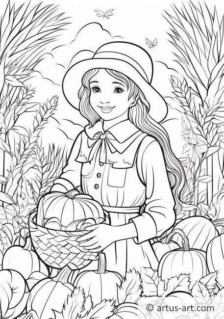 Harvest in Autumn Coloring Page » Free Download » Artus Art