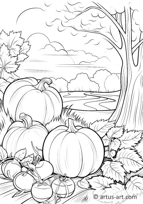 Thanksgiving Harvest Moon Coloring Page » Free Download » Artus Art