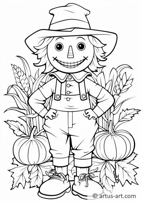 Harvest Scarecrow Coloring Page » Free Download » Artus Art