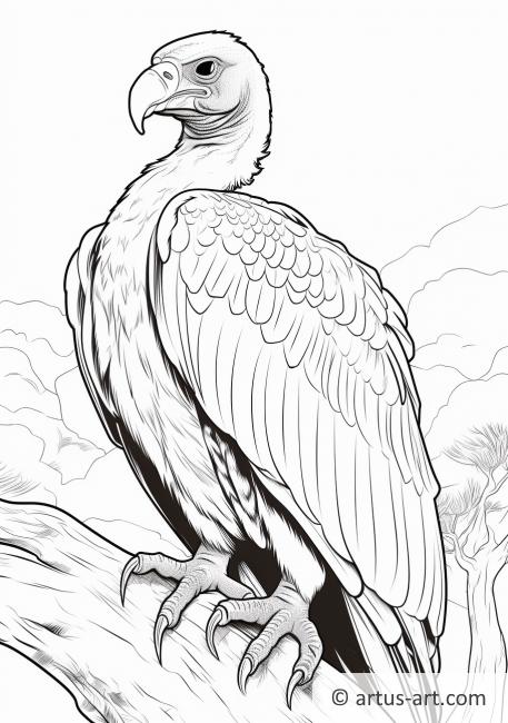 Vulture with a Sharp Gaze Coloring Page » Free Download » Artus Art