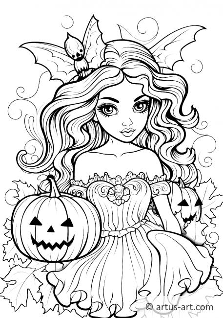 Pumpkin Fairy Coloring Page » Free Download » Artus Art