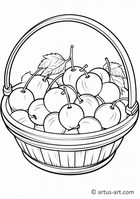Pagina de colorat cu coș de fructe de cireșe » Descărcare Gratuită ...