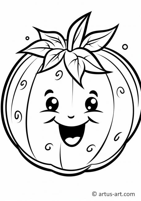 Smiling Melon Coloring Page » Free Download » Artus Art