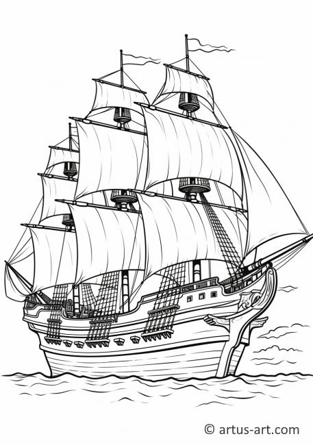 Mayflower Ship Coloring Page » Free Download » Artus Art