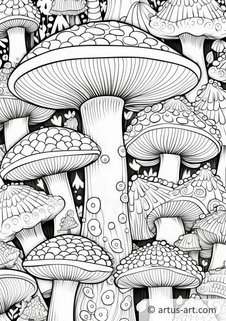 Mushroom Patterns Coloring Page » Free Download » Artus Art