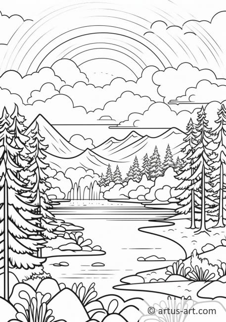 Regenbogen und See Ausmalbild » Gratis Ausdrucken & Ausmalen » Artus Art