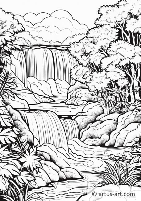 Rainforest Waterfall Coloring Page » Free Download » Artus Art