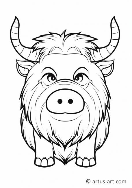 Süße Yak Malvorlage » Gratis Ausdrucken & Ausmalen » Artus Art