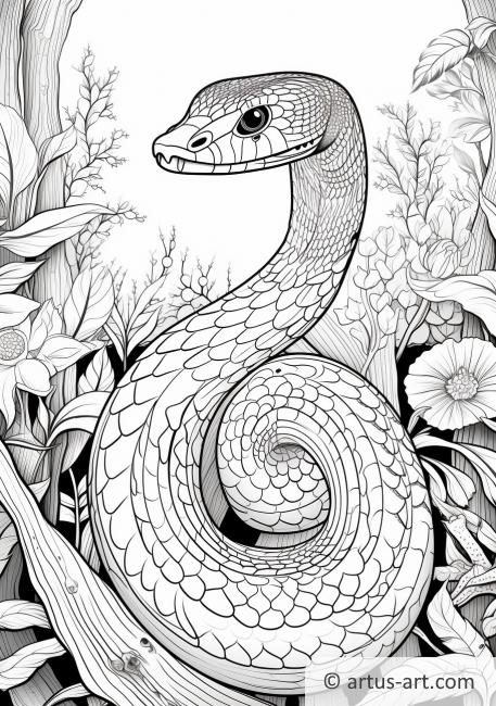 Snake in the Rainforest Coloring Page » Free Download » Artus Art