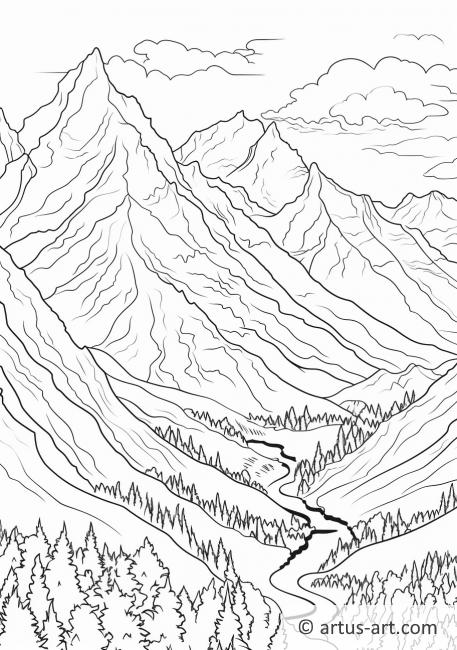 Schneebedeckte Berge Ausmalbild » Gratis Ausdrucken & Ausmalen » Artus Art