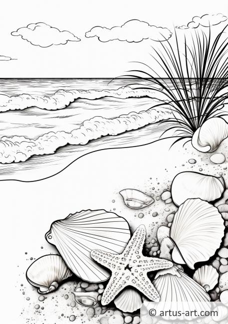 Tropical Seashells on the Shore Coloring Page » Free Download » Artus Art