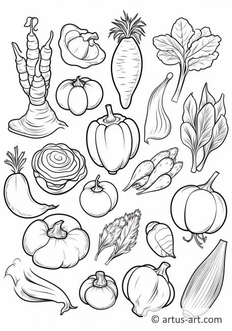 Different Autumn Vegetables Coloring Page » Free Download » Artus Art